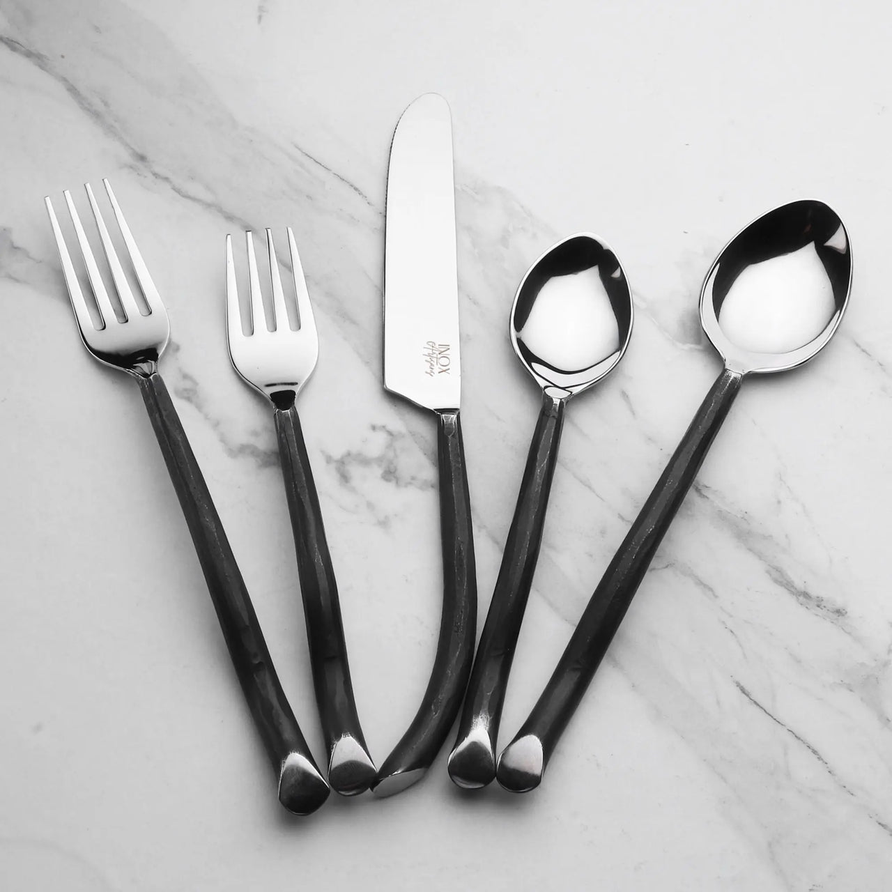 5 Pc. Set of Modern Twig Flatware | Inox Artisans - Buy Today