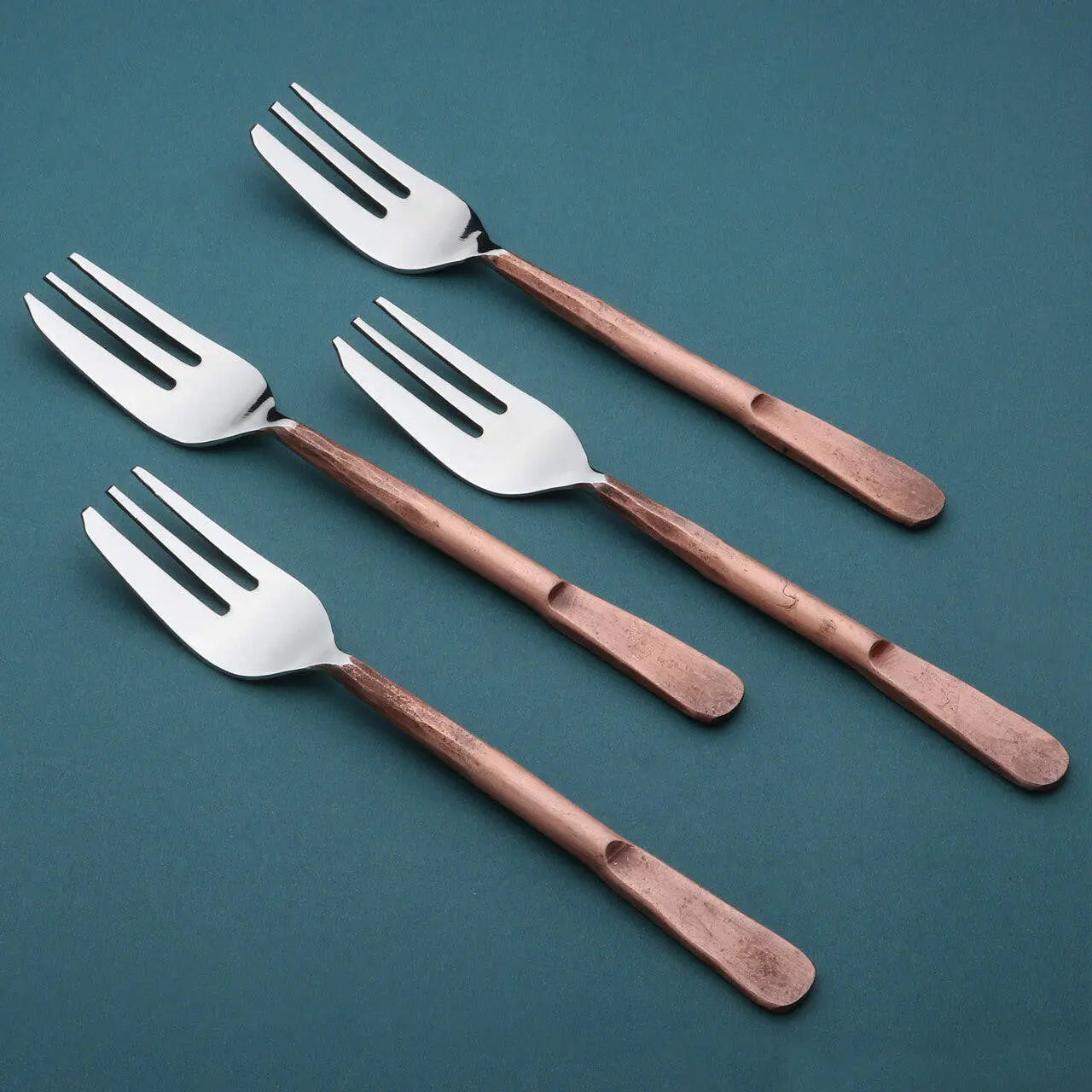 Celia Copper Antique Pastry Forks 4 Pc. Set | Inox Artisans