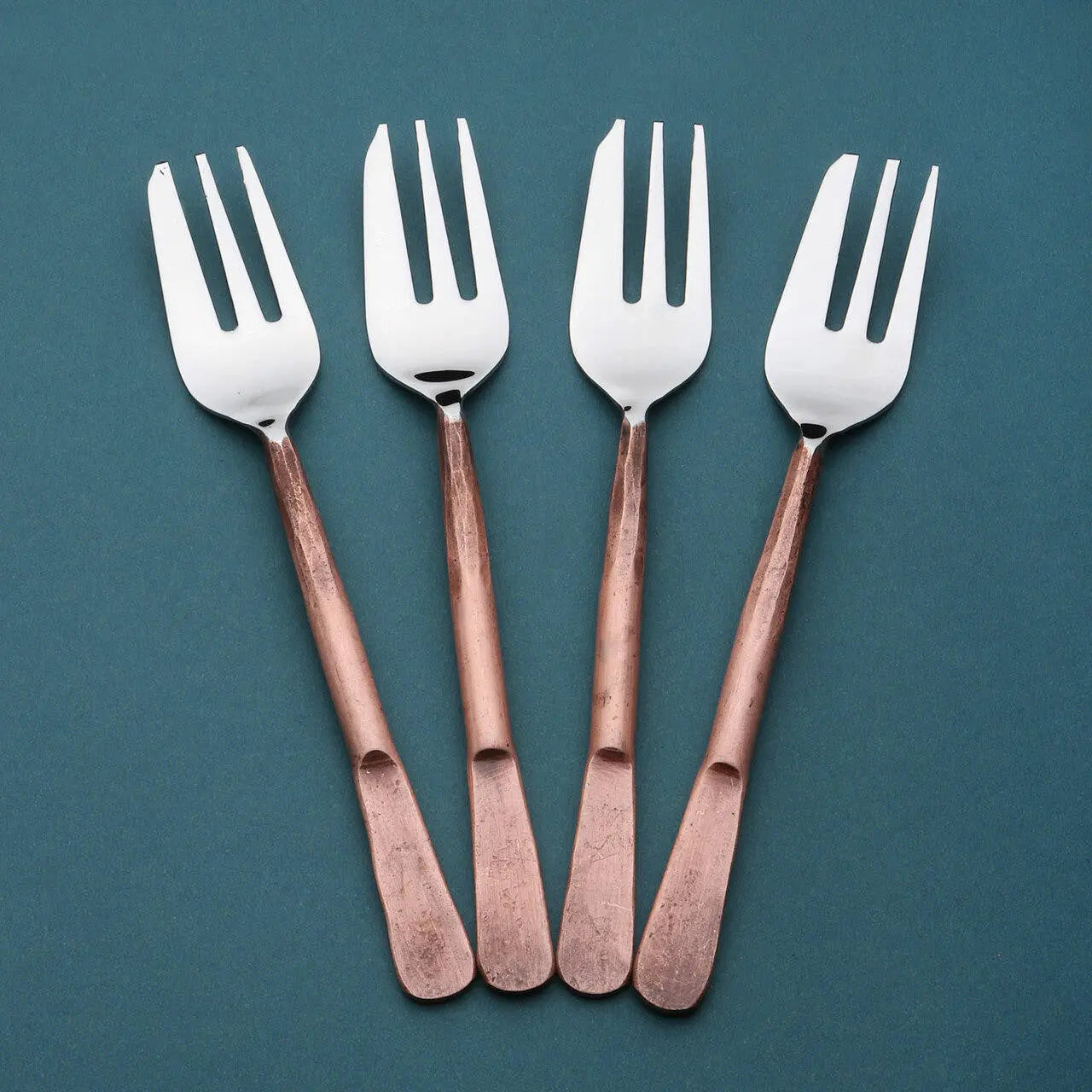 Celia Copper Antique Pastry Forks 4 Pc. Set | Inox Artisans