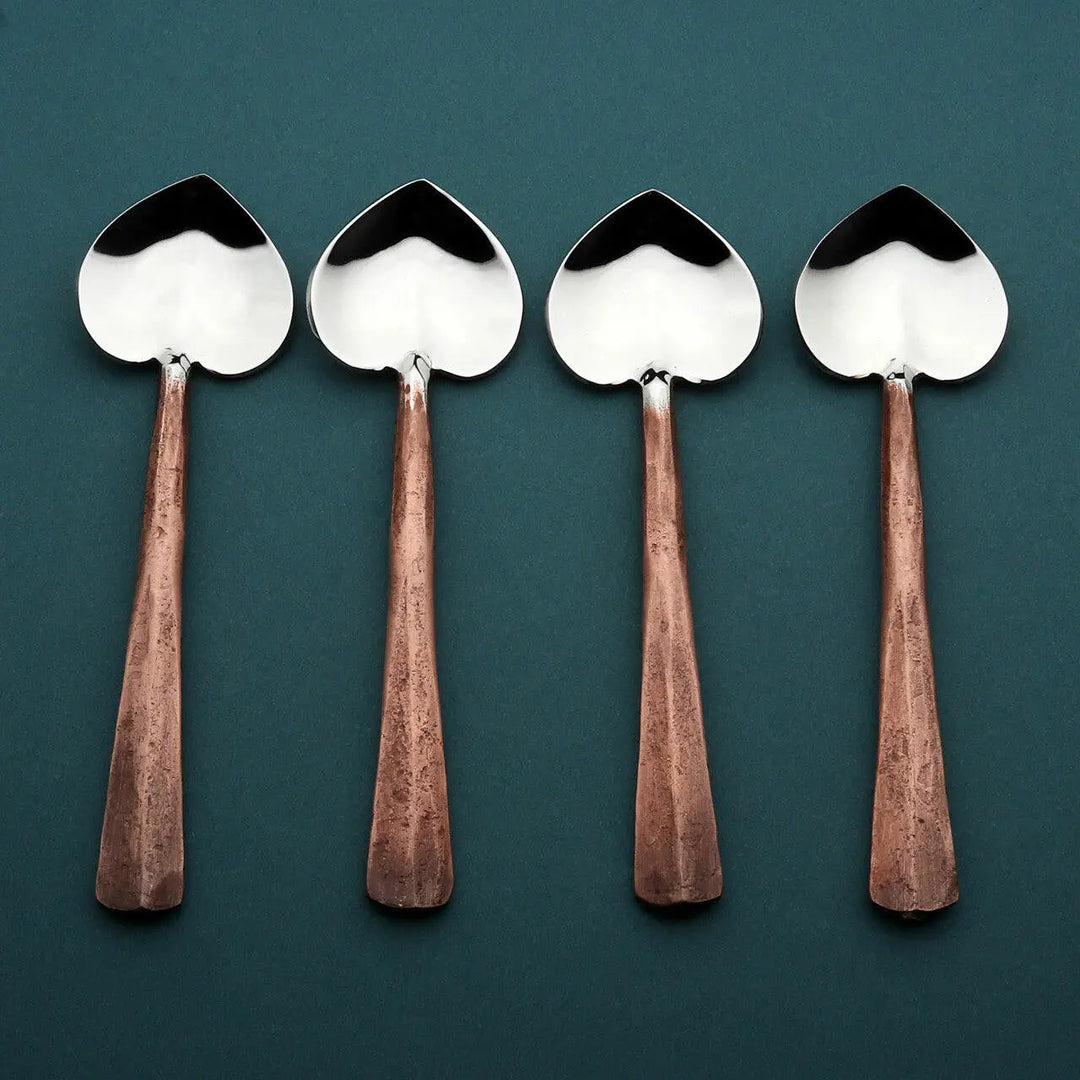 Copper Ridge Heart Coffee/Dessert Table Spoon 4 Pc. Set