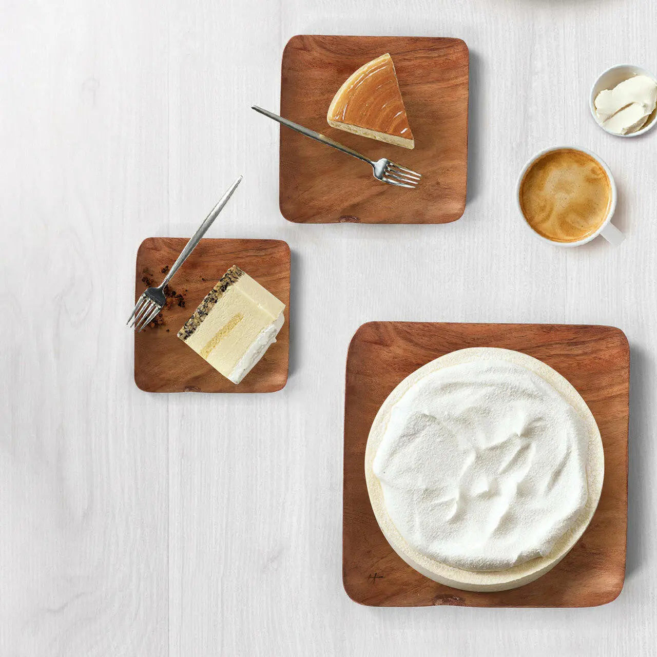 Acacia Wood Square Plates Set of 3 | Tressa