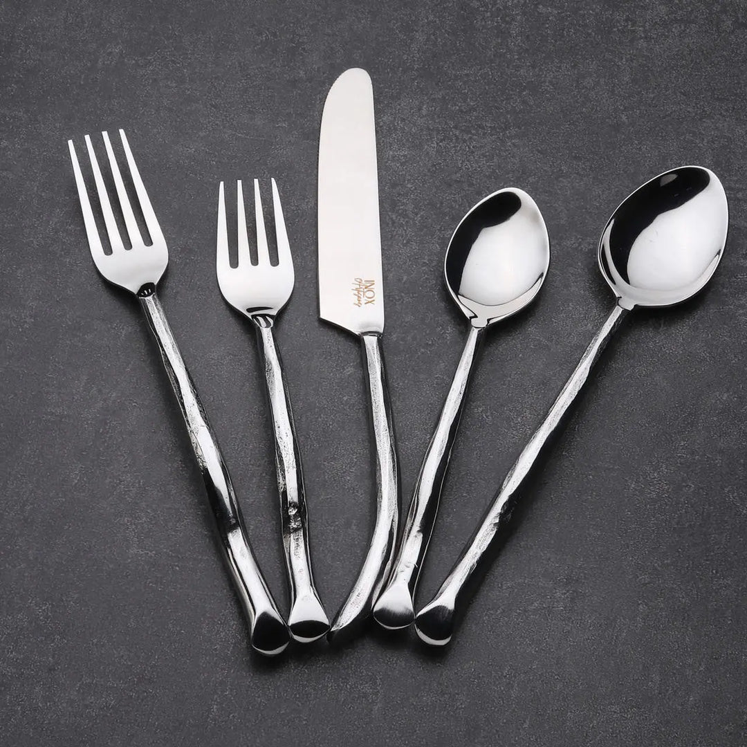 5 Pc. Set of Modern Twig Flatware | Inox Artisans - Buy Today
