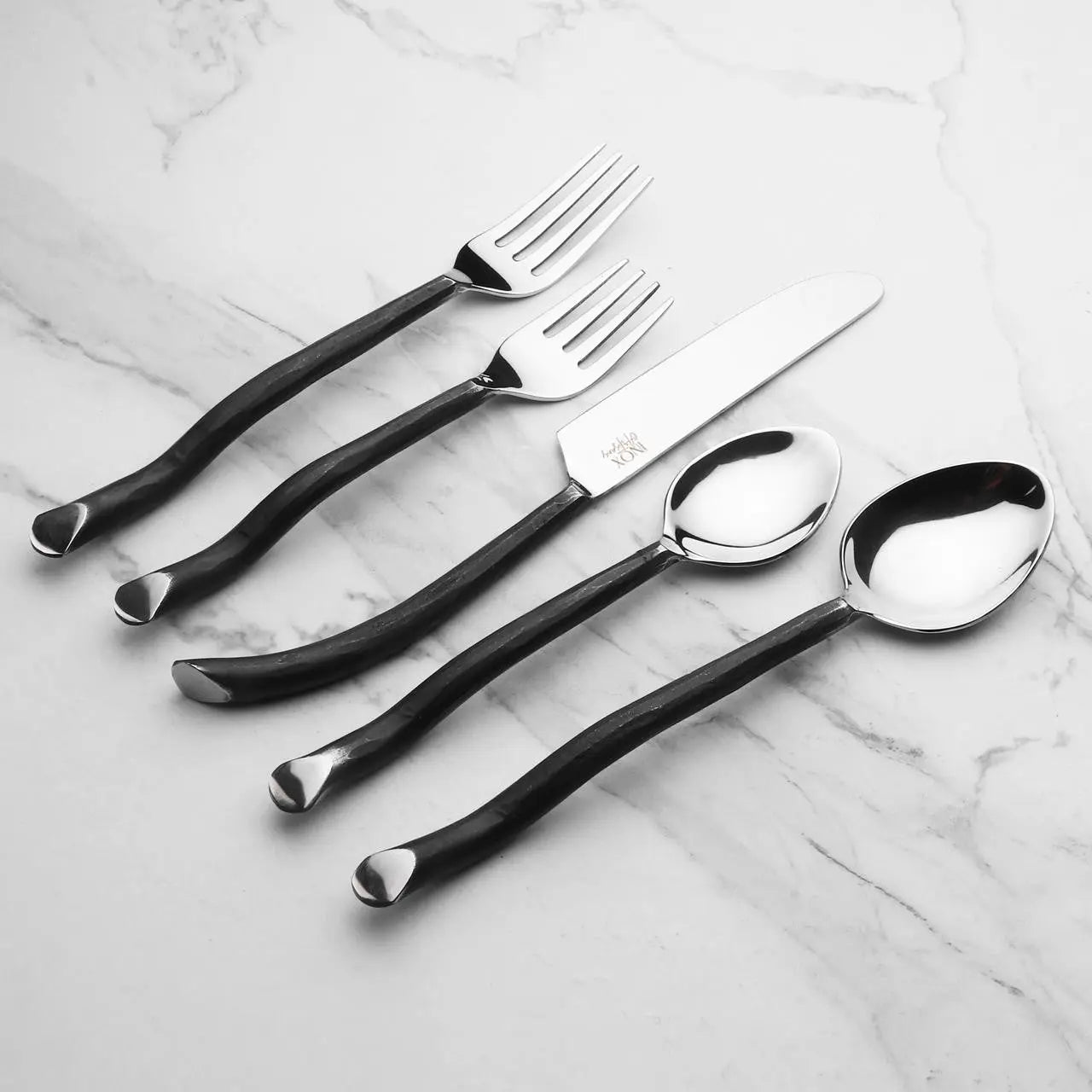 5 Pc. Set of Modern Twig Flatware | Inox Artisans - Buy Today