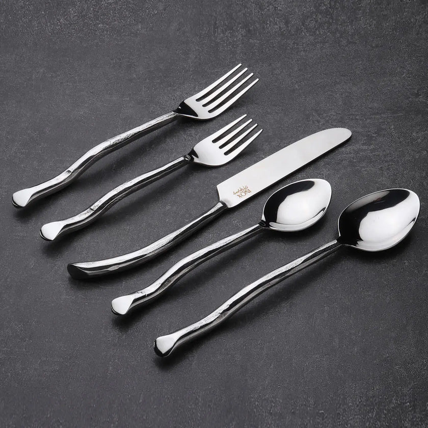 5 Pc. Set of Modern Twig Flatware | Inox Artisans - Buy Today